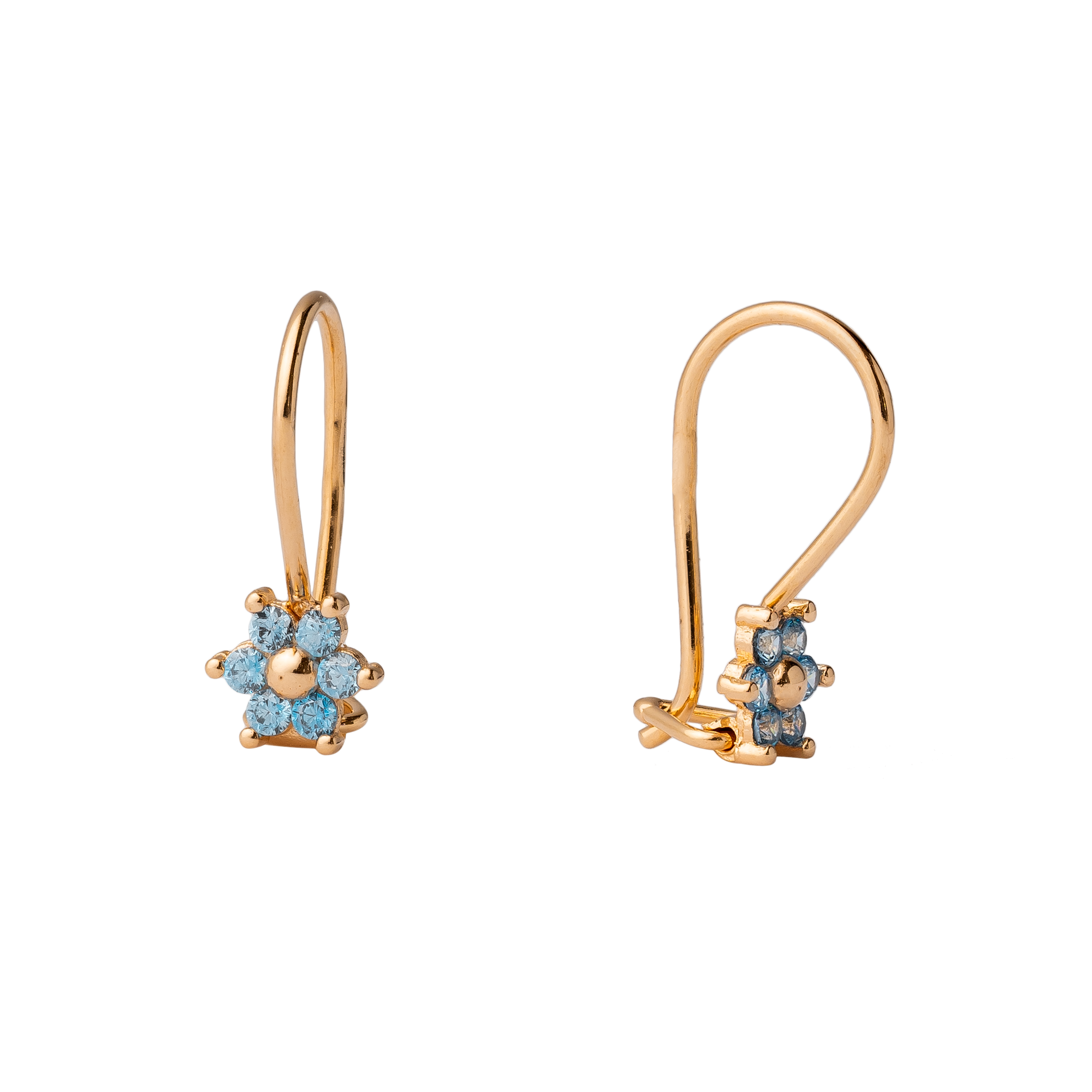 Auksiniai auskarai su cirkoniais "Gėlytės" - Goldinga