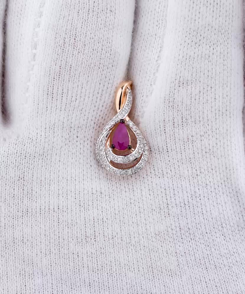 Auksinis pakabukas su deimantais ir rubinu - Goldinga