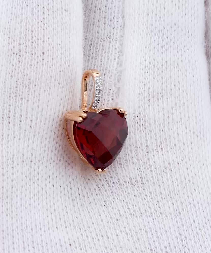 Auksinis pakabukas su deimantais ir granatu - Goldinga